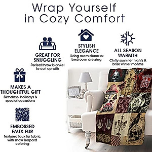 Retro Collage Gothic Blanket Gifts for Girls Boys, Anxiety Rose Skull Butterfly Skeleton Throw Blanket for Adults,Soft Lightweight Flannel Fleece Mushroom Blankets Bedding for Sofa Bed 80x60In