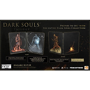 PlayStation 4 Dark Souls Trilogy Red Dead Bonus Bundle: Dark Souls Remastered, Dark Souls II, Dark Souls III, Exclusive Steel Book, PlayStation 4 Pro CUH-7215B 1TB Console - Black