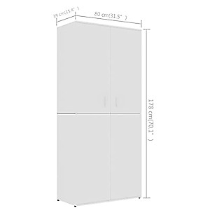 HOMIUSE Shoe Cabinet Storage File Rack Organizer for Filing Kitchen Bathroom Toilet Pantry Corner Home Holder Shelf Outdoor Indoor Wall Garage Lock White 31.5"x15.4"x70.1" Chipboard