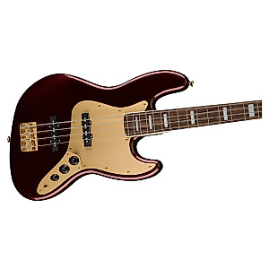 Squier 40th Anniversary Jazz Bass Gold Edition, Ruby Red Metallic, Laurel Fingerboard