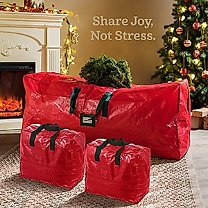 Zober 3-Pack Christmas Artificial Tree Storage Bag and Two Garland Bags; Holiday Tree Storage for Trees Up to 7.5 ft, Includes Card Slot, Dual Zipper, and Carry Handles; Tearproof 600D Oxford Material