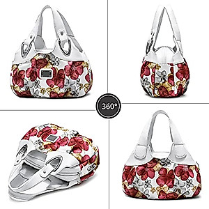 DIRRONA Fashion Women Handbag Ladies Shoulder Bag Casual Travel Tote Bag Waterproof PU Leather Handbag Womens Flower Bag Top Handle Bag Black