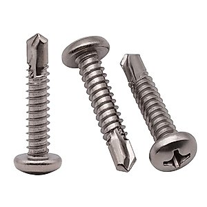 #8 x 3/4" (100 pcs) Pan Head Self Drilling Screws for Metal, Phillips Drive Self Tapping, Sheet Metal Tek Screws, 410 Stainless Steel, Full Thread, No Pre-drilled Needs
