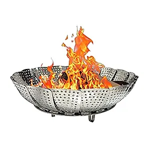 Portable Folding Fire Pit for Camping 11 inch Small Mini Firepit Round Collapsible Fire Bowl Wood Burning Stainless Steel Cheap Outdoor Backyard Outside Camp Hiking Travel Beach