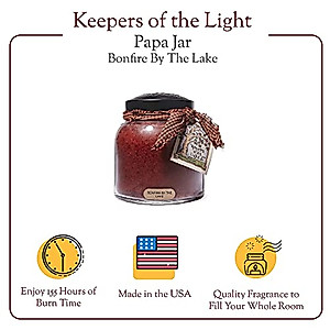 Valentine's Day Special Bundle Bonfire by The Lake - 34oz Papa Scented Candle Jar Plus Black Heart Candle Jar Holder
