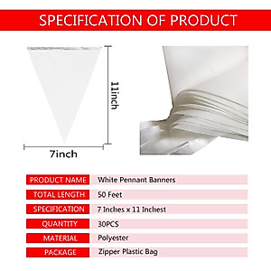 TSMD Solid White Pennant Banners Flags String DIY Blank Bunting Flags,Party Decorations for Grand Opening,Kids Birthday,Party Events Celebration