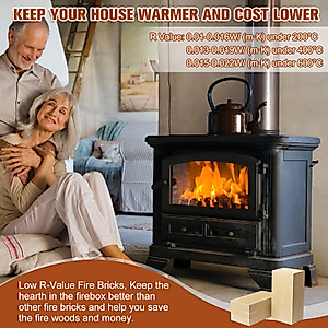 Fire Bricks, FireBrick, High Temperature Insulated Firebricks for Wood Stoves, Fireplaces, Size 9" X 4-1/2" X 1-1/4", Pack of 6, Wood Stove Bricks, Fireplace Brick