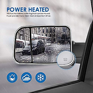 MOSTPLUS Power Heated Towing Mirrors Compatible for 2009-2018 Ram 1500 2500 3500/2019-2023 Ram 1500 Classic Pickup Led Signal Puddle Lights Pair W/Ambient Temperature Sensor (Chrome)