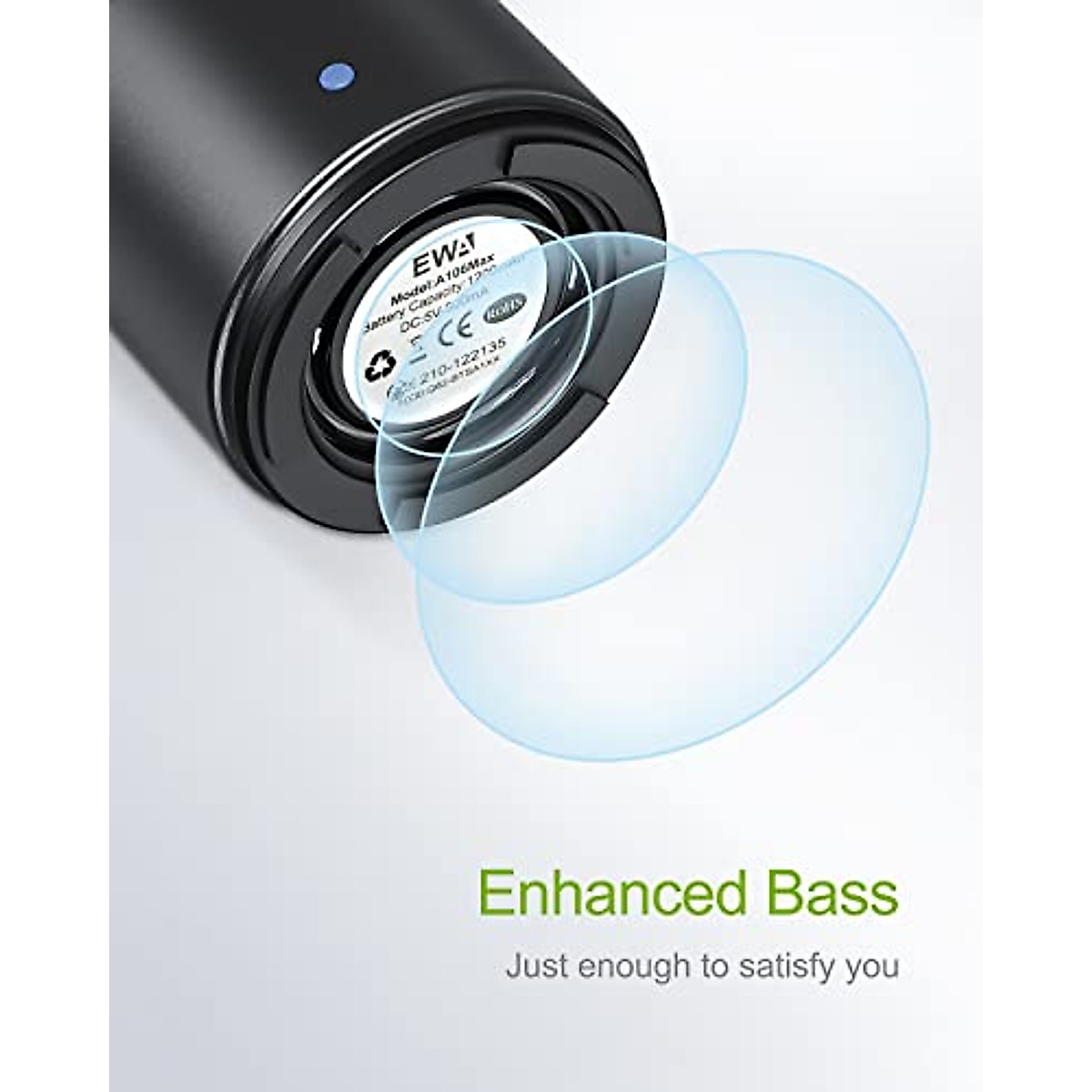 EWA A106Max Loud Bluetooth Speakers Extra Deep Bass, 8W HD Sound Louder Volume Wireless Speaker, Bluetooth 5.0 Wireless for Home, Party, Outdoor, Travel (Black)