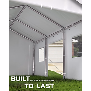 GAOMON 20'x13'x11' Carport Heavy Duty, 8 Reinforced Leg Poles & 14 mil PE Canopy, Outdoor Storage Shed with 4 Roll-up Doors and Ventilative Windows, Portable Garage for Pickup Truck, and Boat, White
