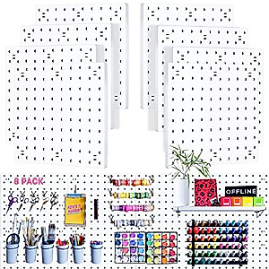 8 Pack Pegboard, Peg Boards, Peg Boards for Walls, Pegboard Wall Organizer, Small Pegboard 10" x 10", Pegboard Plastic Panels for Craft Room, Organizer, Storage, Workbench, Study Room