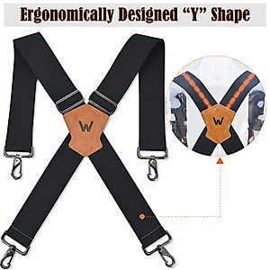 WELKINLAND 2Inch-Wide Full Elastic Suspenders, Heavy Duty Men's Work Suspenders with Hooks