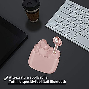 Wireless Earbuds,IPX5 Waterproof Bluetooth Earbuds Stereo Earphone, Bluetooth 5.0 in-Ear Earbuds with Wireless Bluetooth Headphone 30H Playtime, for iPhone/Android (Pink)