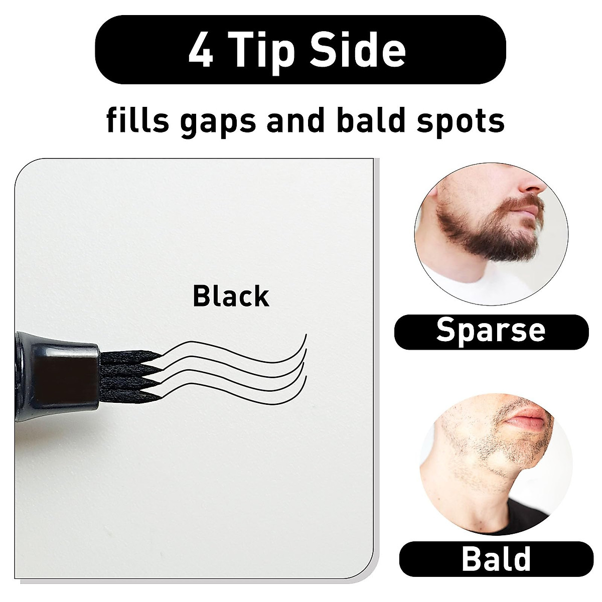 2PCS Beard Pencil Filler for Men - Sweat Proof, Water Resistance, Long Lasting & Natural Finish barber Pencil, Mustache Repair Shape(BLACK)