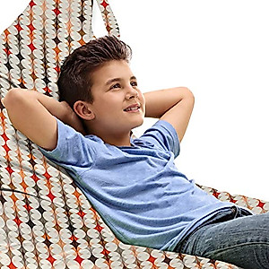 Ambesonne Geometric Lounger Chair Bag, Vintage Oval Pattern with Radiant Tone Effects Mosaic Illustration, High Capacity Storage with Handle Container, Lounger Size, Orange Peach Red