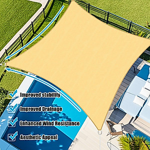 Amagenix Sun Shade Sail 12'X12' Curved Edge Outdoor Shade Canopy Sand Breathable 95% UV Block Shade Cloth for Patio Garden Backyard (We Make Custom Size)