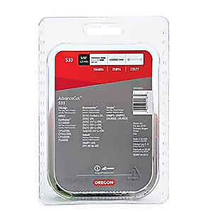 Oregon S33 8-Inch Pole Saw/Chainsaw Chain Fits Chicago, Earthwise, Greenworks, Sun Joe,Grey