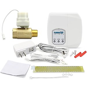 FloodStop Water Heater Leak Detector Kit with Automatic Water Shut-Off and Visual/Audible Alarms, 3/4" NPT MIP x FIP