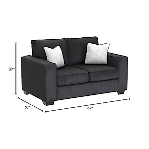 Signature Design by Ashley Altari Modern Loveseat with 2 Accent Pillows, Dark Gray