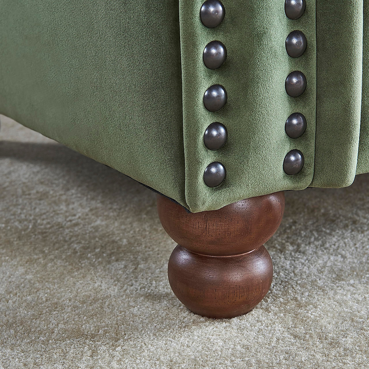 WILLIAMSPACE 80" Classic Chesterfield Sofa Couch for Living Room, 3 Seater Tufted Sofa with Scroll Arms, Upholstered Couch Furniture for Apartment Office, Fabric (Green)