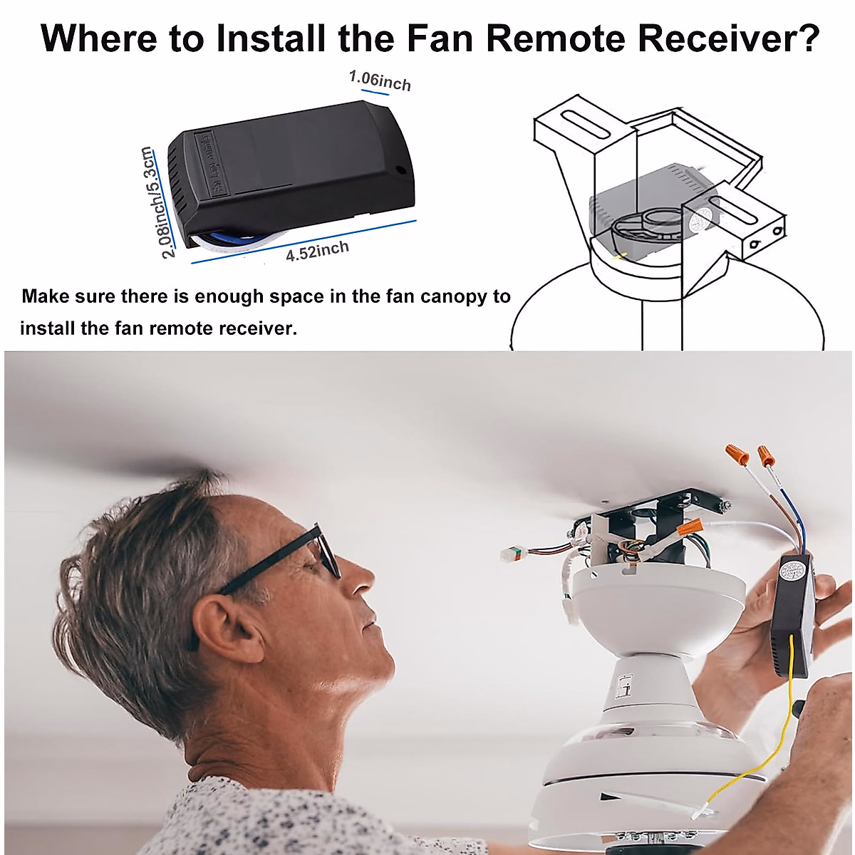 Universal Ceiling Fan Remote Control Kit, 3-in-1 Ceiling Fan Light Timing & Speed Remote, for Hunter/Harbor Breeze/Westinghouse/Honeywell/Other Ceiling Fan lamp