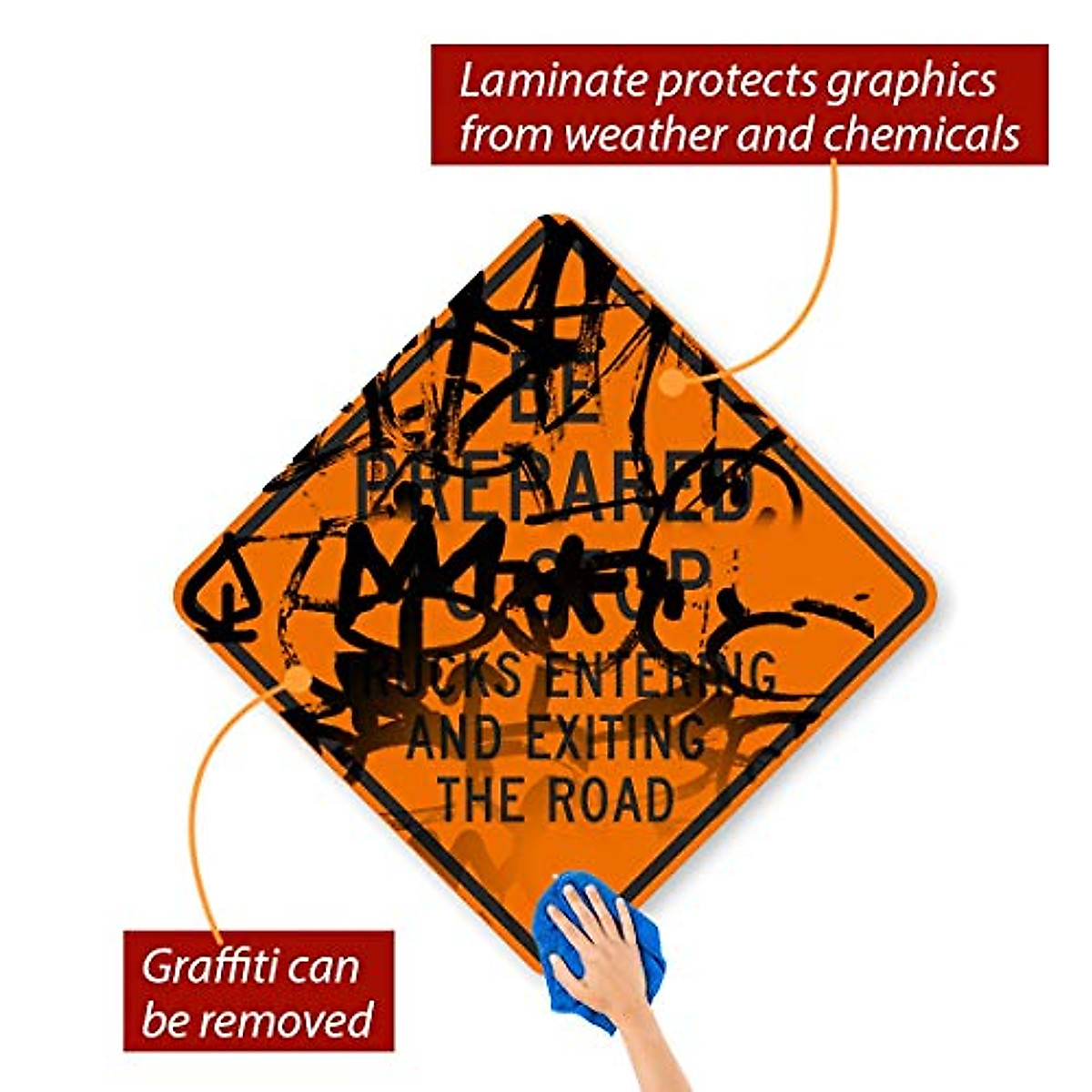 SmartSign "Be Prepared to Stop, Trucks Entering and Exiting The Road" Sign | 36" x 36" Aluminum