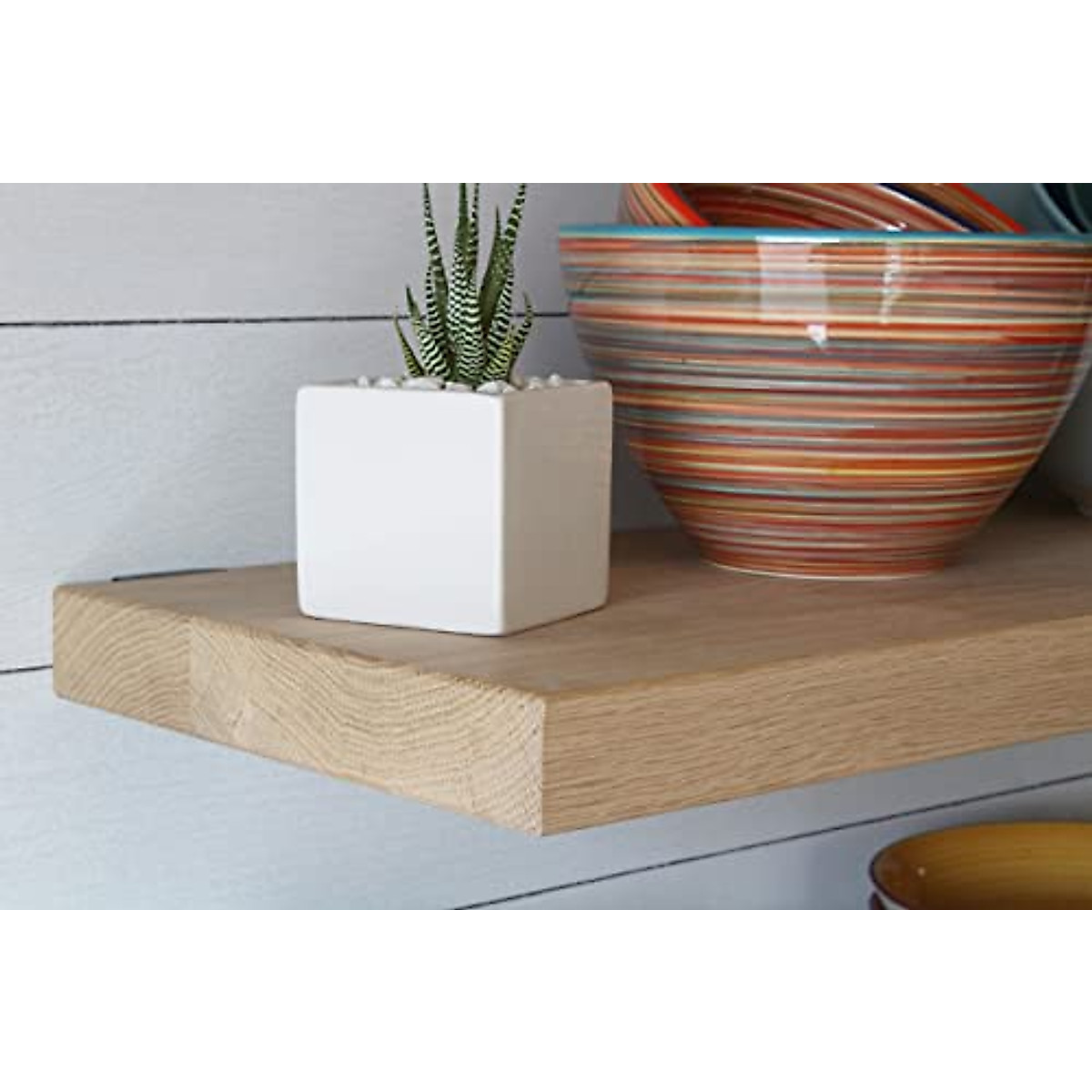 Urban Legacy Deep Floating Shelves | Unfinished White Oak Hardwood with Low Profile Brackets | High Weight Capacity (36" x 11" x 2")