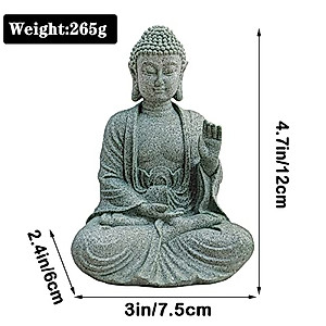 livelyfish Fish Tank Buddha Statue Handmade Japanese Aquarium Decoration Heavy-Duty Peace Hand Meditation Buda Sculpture for Aquarium Fish Tank Home Decor, Large-B