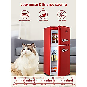 KRIB BLING Compact Refrigerators with Freezer, Mini Fridge with 7 Level Temp Adjustable Thermostat, Small Fridge for Apartment, Office, Basement, Red