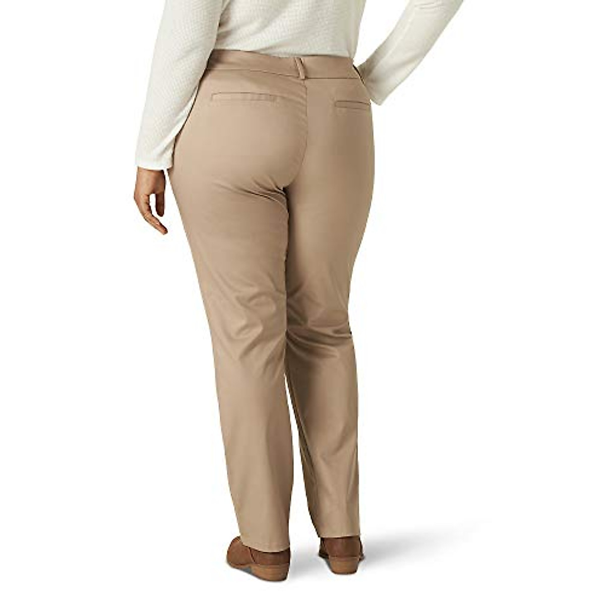 Lee Women's Plus Size Wrinkle Free Relaxed Fit Straight Leg Pant, Flax, 20W Medium