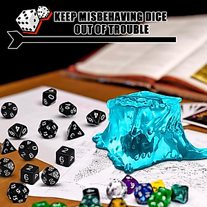 Deekin Dice Jail Gelatinous Cube Dice Prison Resin Dice Cage, 7 Role Playing Dice with Dice Container Black Polyhedral Dice Set Miniature Accessory for Gatherings Activity Party Game Gift Set (Blue)