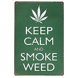 UOOPAI Keep Calm and Smoke Weed Vintage Metal Sign