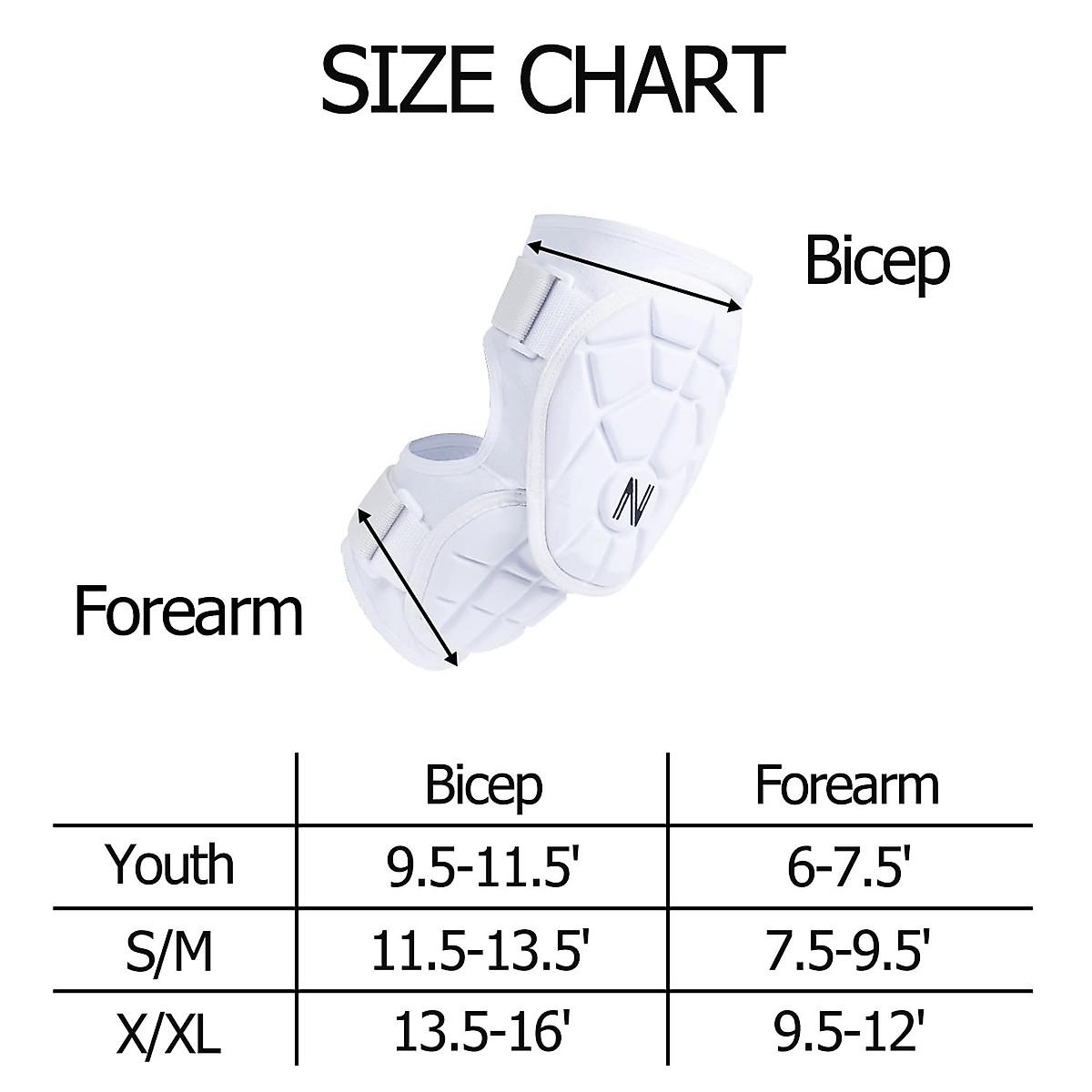 NURIBASE Baseball Batters Elbow Guard for Youth, Adult - Softball Elbow Guard for Youth, Adult - Elbow Guard for Baseball, Softball - White S/M