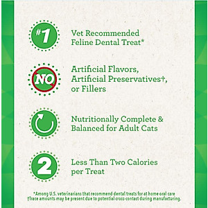 FELINE GREENIES Adult Dental Cat Treats, Tempting Tuna Flavor, 9.75 oz. Tub