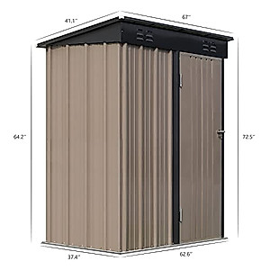 5 x 3 Ft Outdoor Storage Shed with 2 Vents,Galvanized Steel Tool Storage Shed Garden Shed with Door & Lock,Bike Shed,Outdoor Storage Clearance for Backyard, Patio & Lawn