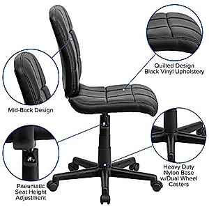 Flash Furniture Clayton Mid-Back Black Quilted Vinyl Swivel Task Office Chair