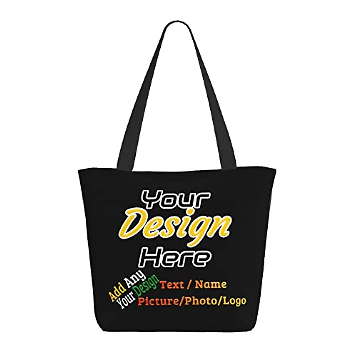 Aziucteh Personalized Tote Bag For Women Custom Tote Bag Customized Your Own Photo Picture Text Name Logo Custom Tote Handbags Custom Bag For Work Beach Travel Business Gifts for Girlfriend