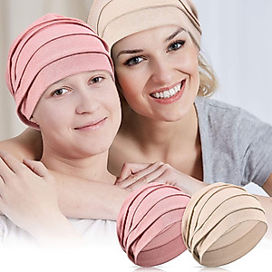 Syhood 5 Pieces Soft Sleep Cap Skull Cap Slouchy Beanie Bonnet Hat Women for Sleeping Hair Loss
