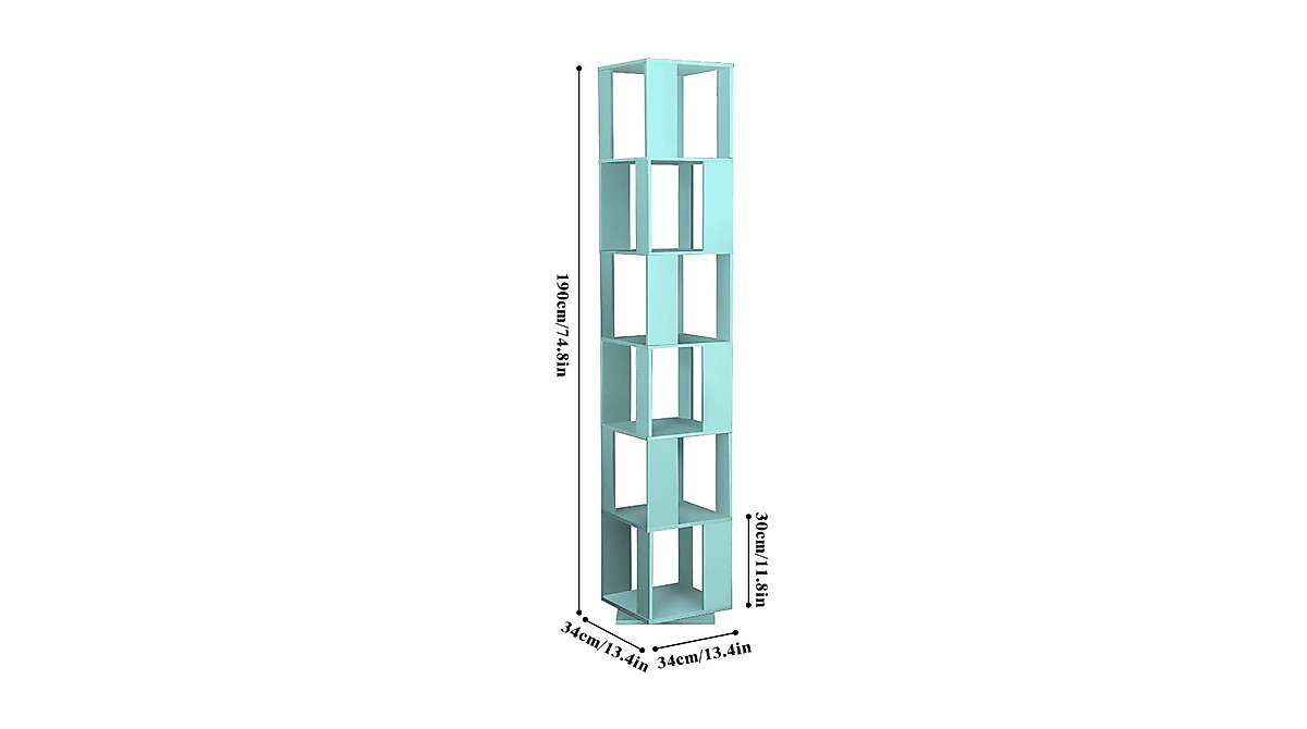 QIHANG 6 Tier Rotating Bookcase - Modern Storage Solution