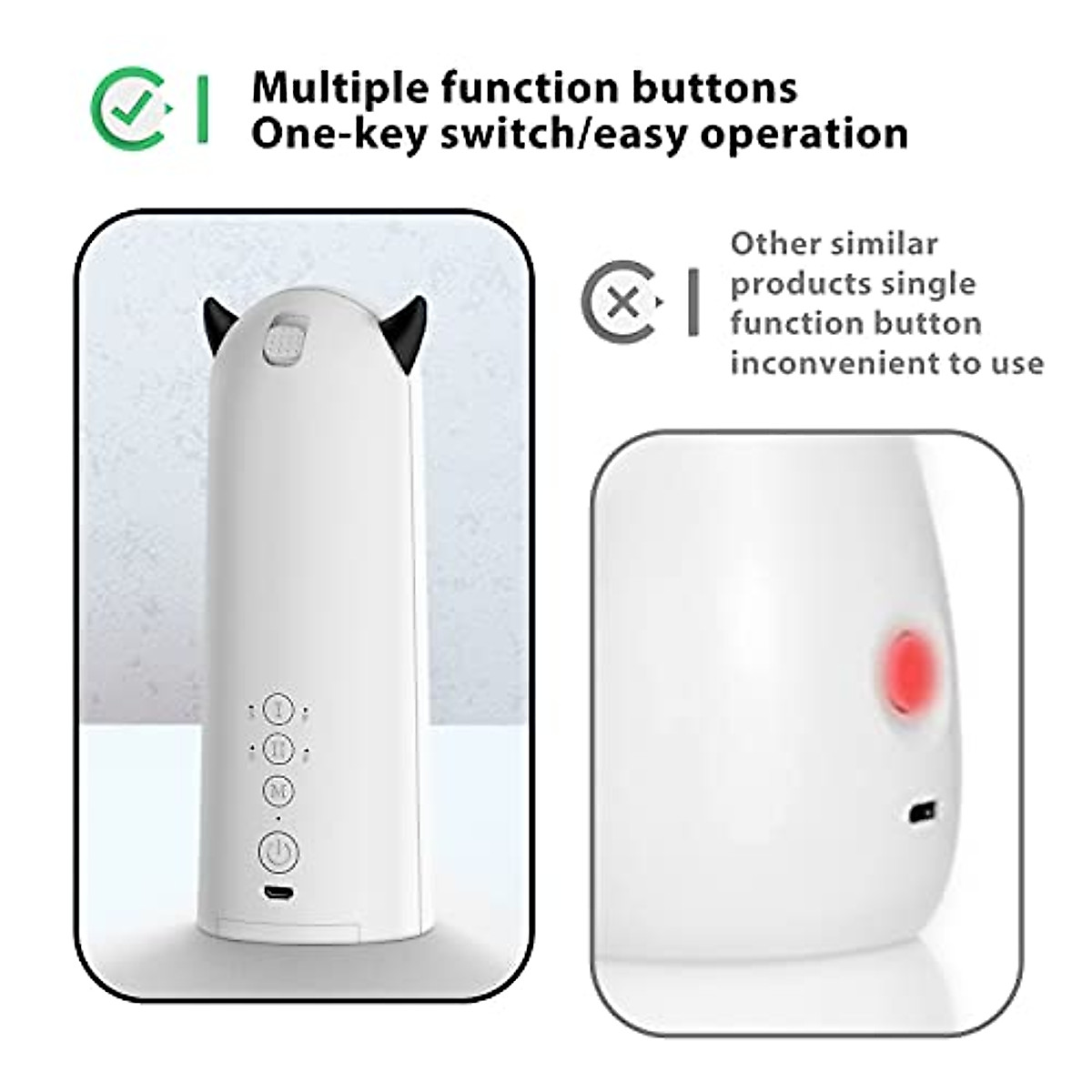 Cat Laser Toy Automatic, lnteractive Cat Toys for Indoor Cats USB/Batteries Power, Automatic Cat Toy with 2 Speed Patterns 3 Modes /4 Angles, Adjustable Circling Ranges and Speed for Cats/Dogs (White)