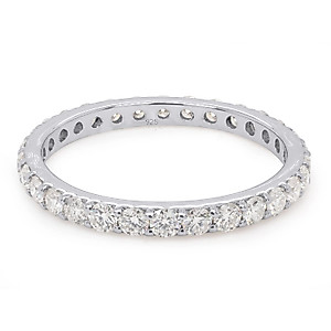 1 Carat Round Cut Lab Created Moissanite Diamond Full Eternity Stackable Wedding Band Ring For Women In 14K White Gold Over Sterling Silver (VVS1 Clarity, 1 Cttw) (1 Cttw), Ring Size 6.5