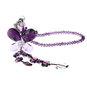 H&D HYALINE & DORA Car Charms Rear View Mirror Accessories,Crystals Ornaments Chandelier Crystals Hanging Prisms Fengshui Suncatcher Rainbow Pendant Maker Car Charm (Purple)