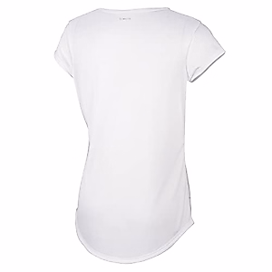 adidas Girls' Big Short Sleeve Scoop Neck Tee T-Shirt, White BOS Foil Rainbow, Large