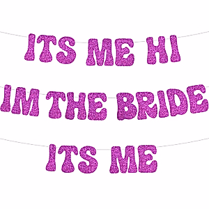 BEISHIDA Purple Its Me Hi I'm The Bride Its Me Banner,NO DIY, Pre-Strung Bachelorette Party Decorations,for Bachelorette Party, Bridal Showers parties supplies