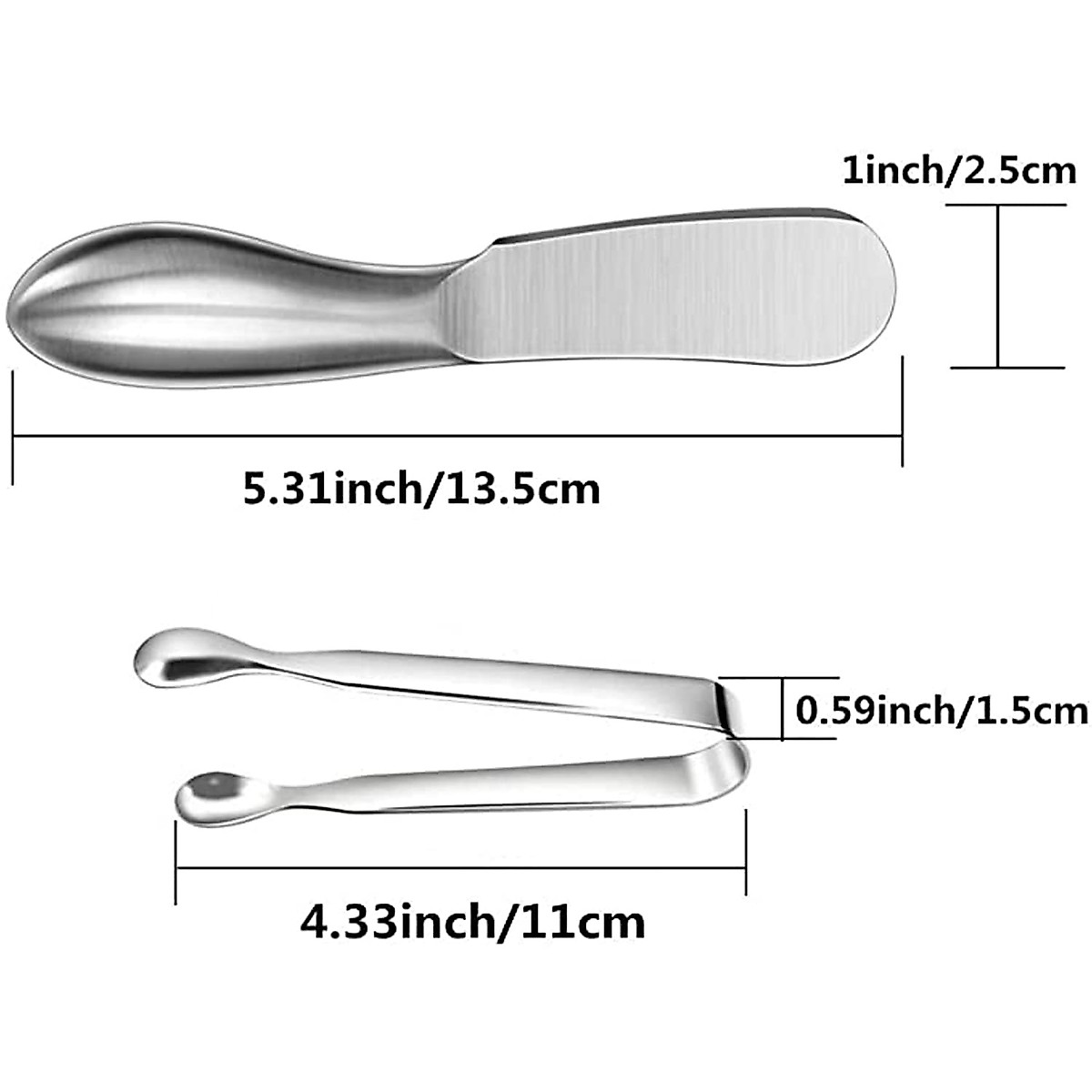 Linwnil Stainless Steel Spreader Knife Set,4pcs Cheese Butter Spreader Cheese Slicer Knife 4pcs Mini Serving Tongs 4pcs Spoons and 4pcs Forks