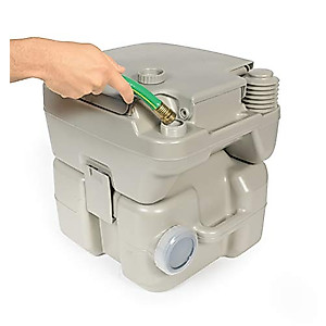 Camco Portable Toilet | Ideal for Camping, RVing, Boating, Road Trips and Other Recreational Activities | 5.3 Gallons, Gray (41541)