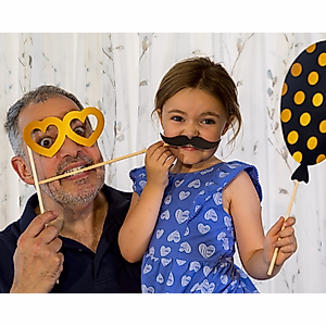 16th Birthday Photo Booth Props by PartyGraphix. DIY 16th Birthday Party Props Kit (34 Count, Black and Gold)