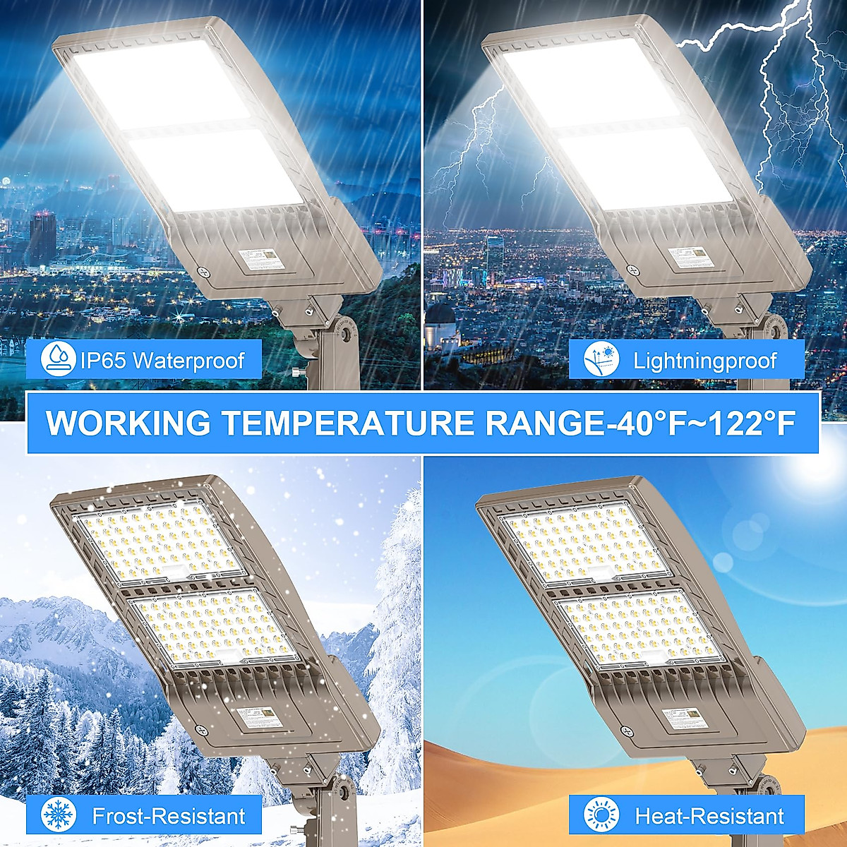 YELLORE 2 Pack 320W LED Parking Lot Light 44,800LM UL DLC Listed LED Shoebox Pole Light with Slip Fitter 5000K Flood Lights Outdoor IP65 Waterproof Commercial Street Light 100-277VAC