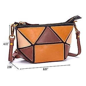 CENUNCO Leather Crossbody Purses for Women Color Block Small Purse Satchel Cute Bags Ladies Designer Handbags (Multicolor1)
