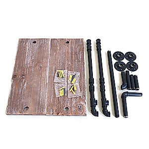 TFCFL 2 Tier Wall-Mounted Industrial Wood Shelving, Rustic Metal Floating Shelves Real Wood Book Shelves Wall Shelf Unit Bookshelf Hanging Wall Shelves for Farmhouse Kitchen Bar, 24x9.89x30.9inch